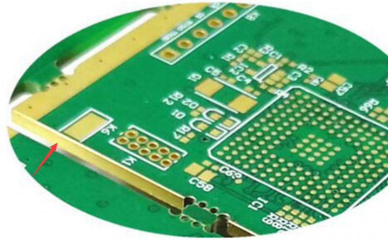 Edge Plating Pcb, Resin Plug Holes Pcb With Gold Fingers On Pcb Outline